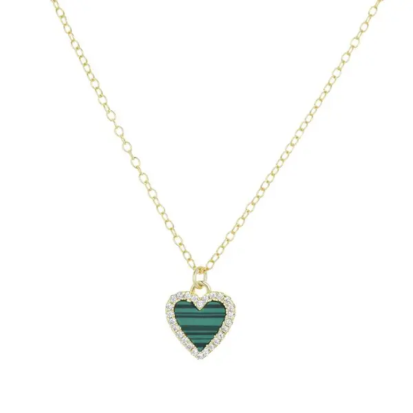 KAMARIA Mini Malachite Heart Pendant Necklace - Green