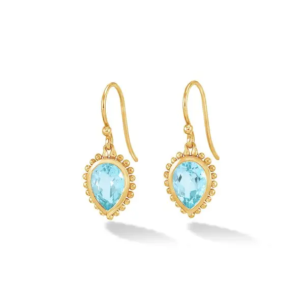 DOWER & HALL Anemone Blue Topaz Teardrop Earrings - Gold/blue