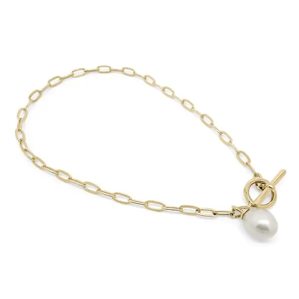 CLEMENCE WREN T-bar Freshwater Pearl Chain Bracelet - Gold