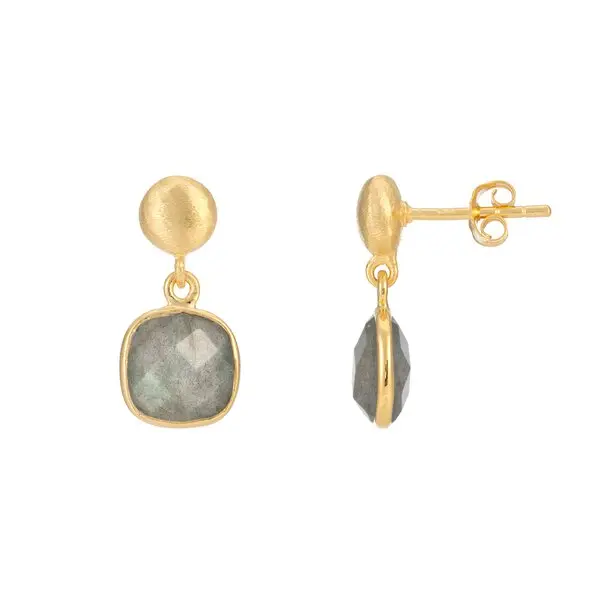 AUREE JEWELLERY Iseo Labradorite Drop Earrings - Grey/gold
