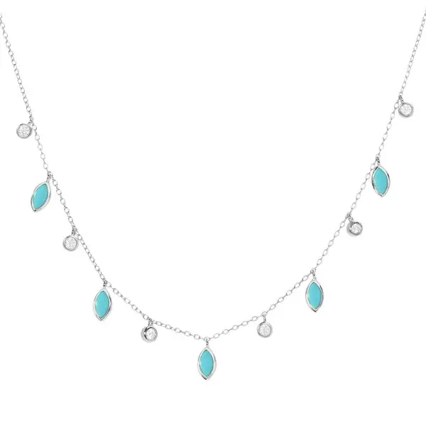 KAMARIA Turquoise Drop Necklace - Silver