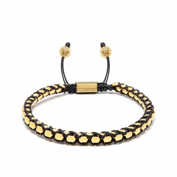 NIALAYA JEWELRY String Box Chain Bracelet - Gold/black