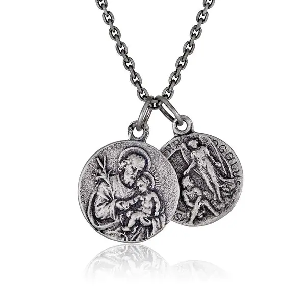 CARTOGRAPHY Necklace In Sterling Silver With St. Joseph And St. Raphael Pendants - Grey/silver