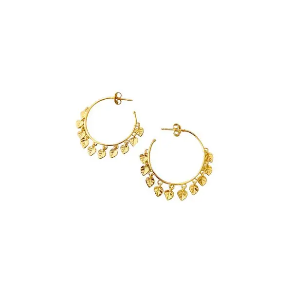 RIZE Peepal Leaf Hoop Earrings - Gold