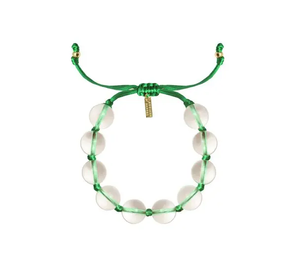 ADRIANA PAPPAS DESIGNS Glass Beaded Bracelet On Colored Cord - Green