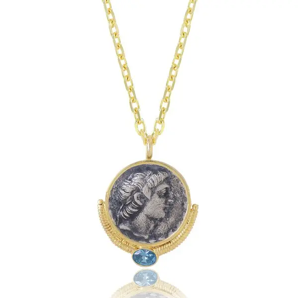ECE LONDON The Alexander Coin Pendant - Blue/gold