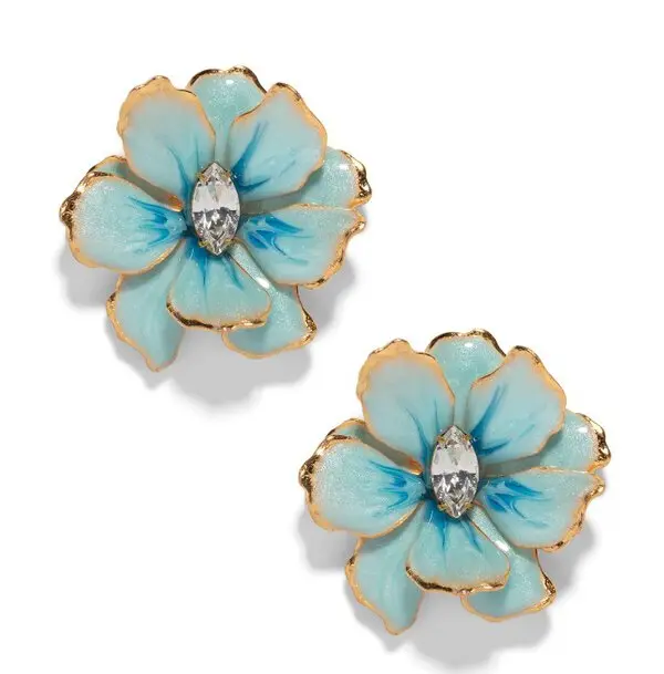 THE PINK REEF Floral Stud Earrings - Blue