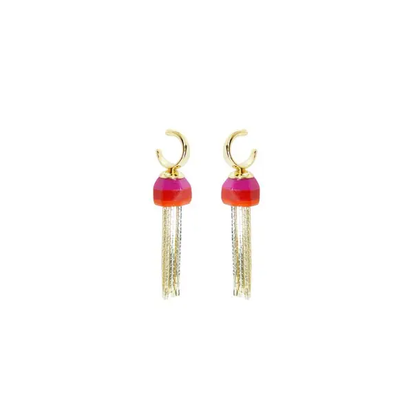 GISSA BICALHO Acrylic Butterfly Fringe Earrings - Red