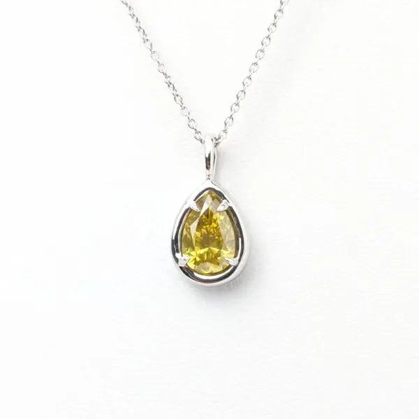 RAHUL'S JEWELS 1.01 Carat Yellow Diamond Pear Solstice Pendant - Gold/yellow
