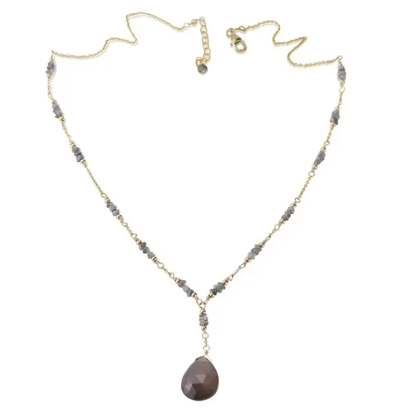 MOUNIR LONDON Moonstone Drop Y Necklace - Grey