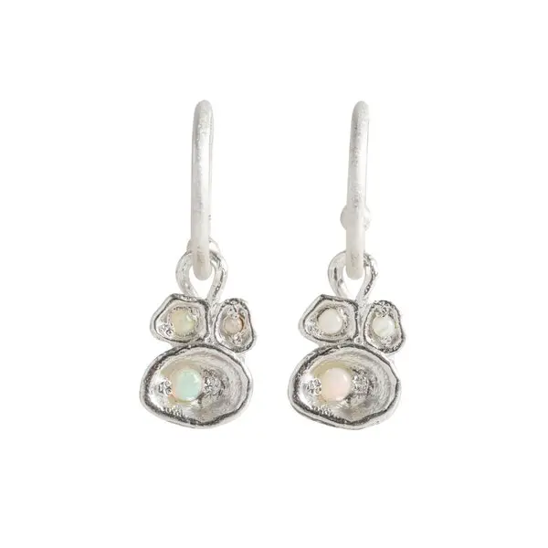 CLAIRE HILL DESIGNS Opal Lichen Hoop Earrings - Silver