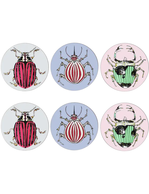 BELL HUTLEY Set Of Six Beetle Placemats - Black