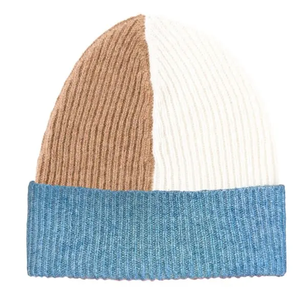 MÀIRI M MACLEOD Cashmere Color Block Beanie - Blue/white
