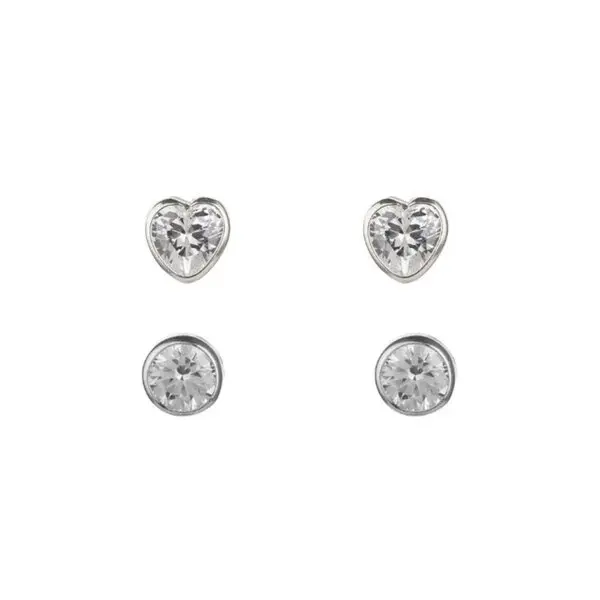 CHIARELLA Silver Duo Earrings Pack - Silver/white