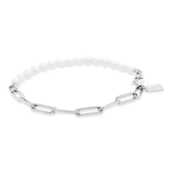 LUTIRO Paperclip And Freshwater Pearl Bracelet