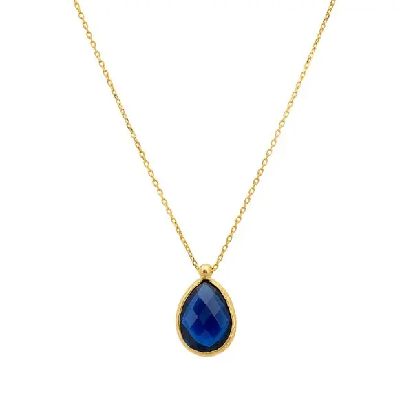 LATELITA Gold Plated Sterling Silver Sapphire Hydro Drop Necklace - Gold/blue