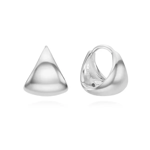 Côté Caché Triangle Dome Huggie Hoop Earrings - Silver