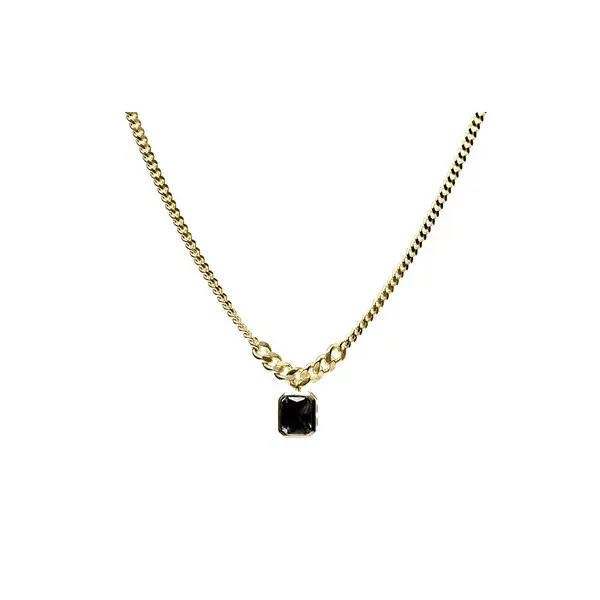 RETRO CHIC Cubic Zirconia Chain Necklace - Gold/black