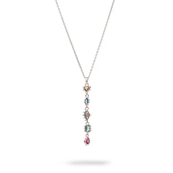 EBRU JEWELRY Mystic Guardian Heart & Evil Eye Y-drop Necklace - Silver