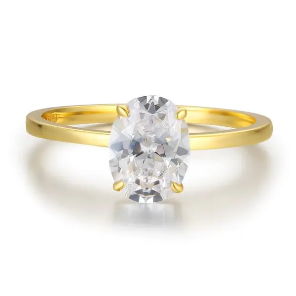 AZURA JEWELRY NEW YORK Hidden Ruby Heart Oval Moissanite Yellow Ring - Gold