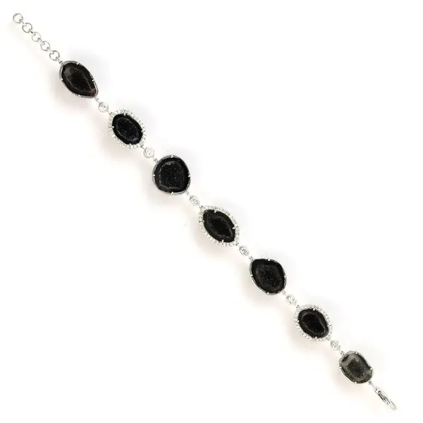 ARTISAN Black Geode And Diamond Link Bracelet - White/black