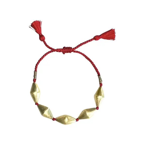 RIZE Gold Plated Dholki Bracelet - Gold/red