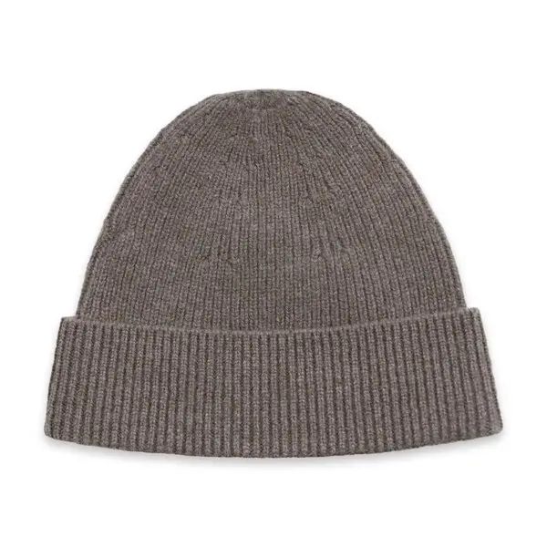 PAUL JAMES KNITWEAR Lightweight Merino Cashmere Ribbed Beanie - Grey