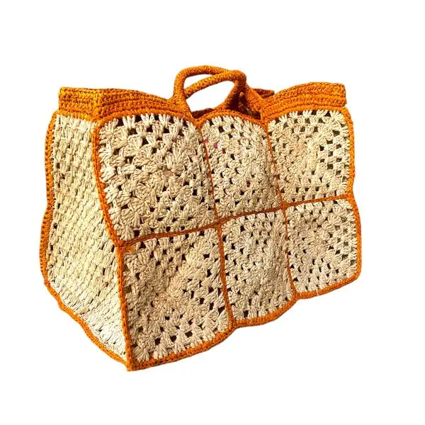 ZANATANY CONCEPTS Handmade Crochet Tote Bag - Orange