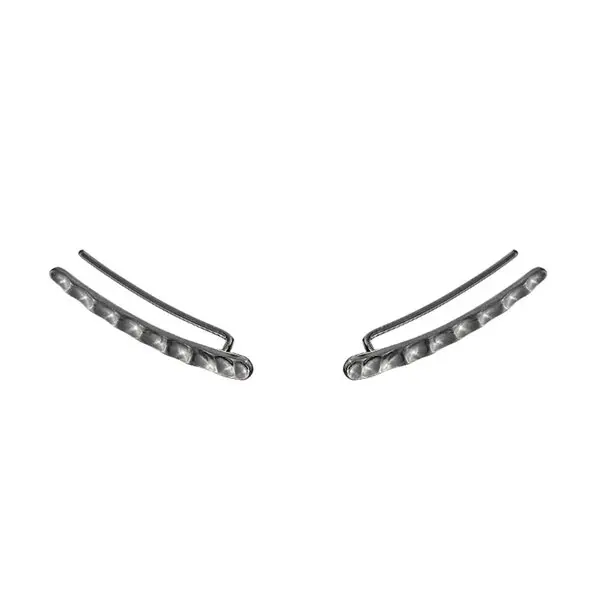 SALLY SKOUFIS Honeycomb Ear Climber In Premium Rhodium - Black