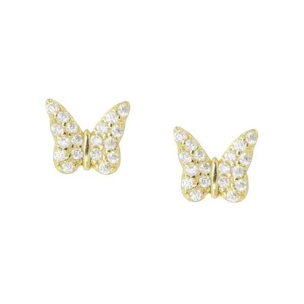 KAMARIA Butterfly Stud Earrings With Crystals - Gold