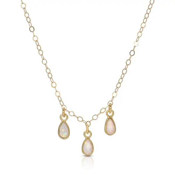 NATIVE GEM Raindrops Trio Opal Necklace - White