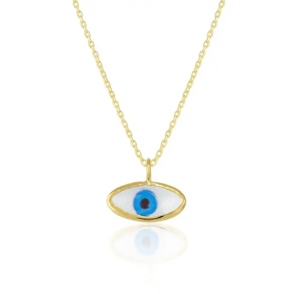 SPERO LONDON Transparent Glass Evil Eye Sterling Silver Necklace - Gold