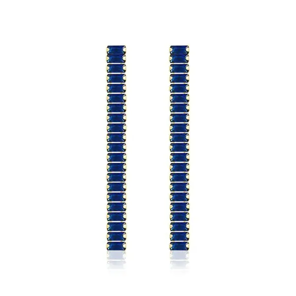 RARE MATTERS JEWELRY Linear Crystal Beam Earrings - Blue