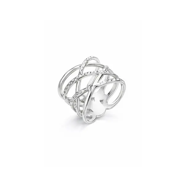 GOLD & HONEY Diamond-cut Sterling Crossover Ring - Silver