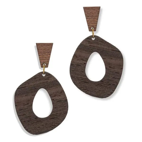 A WEATHERED PENNY Asuka Wood Dangle Earrings