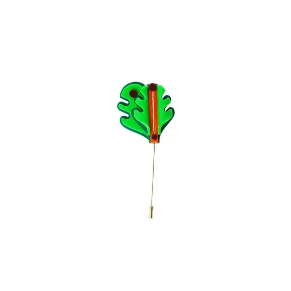 GISSA BICALHO Brooch Stem Leaves - Green