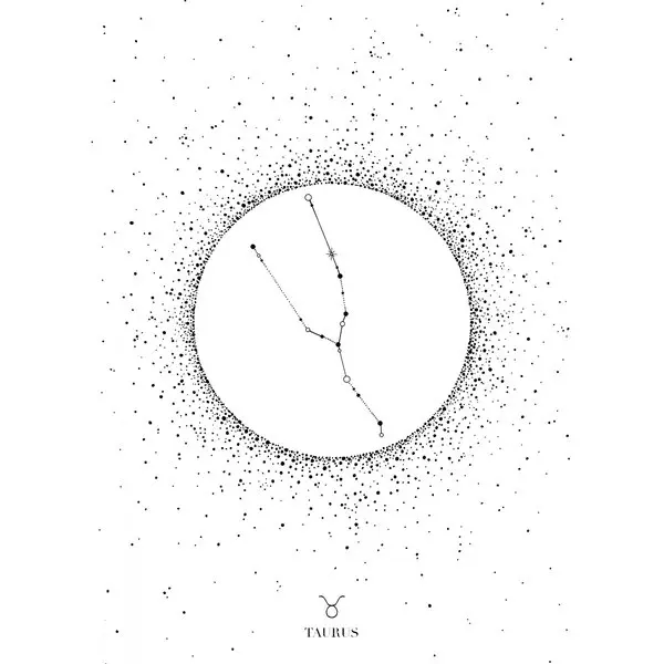 EMILY CARTER Taurus Star Sign' Fine Art Print A4 - Black