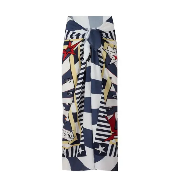 Loveist Store Giraffa Artistic Print Sarong Pareo - Blue