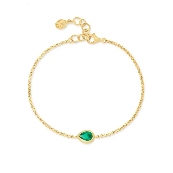 DOWER & HALL Green Garnet Pear Chain Bracelet - Gold/green