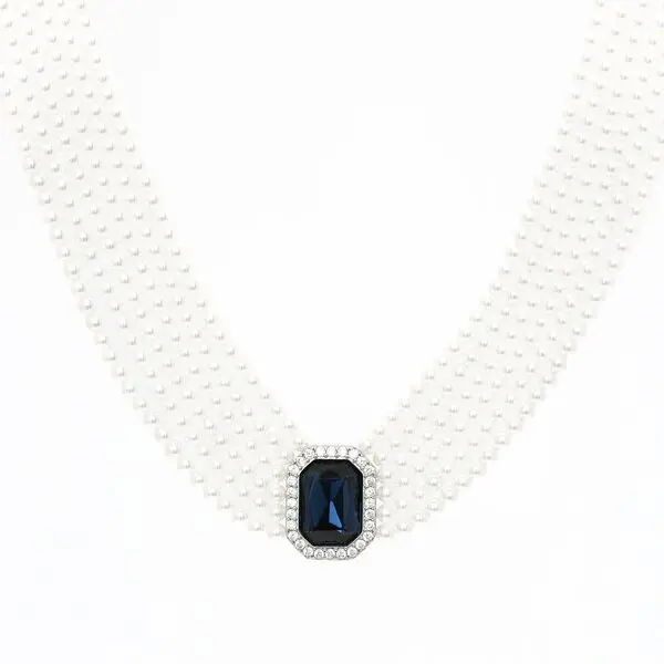 MISS CECILIA Victoria Pearl Choker Necklace - Blue
