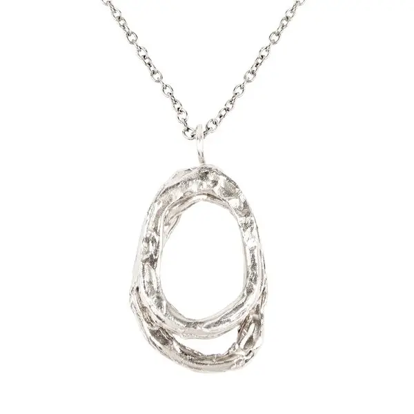 DE ROMS Two Together Molten Irregular Hoops Necklace - Silver