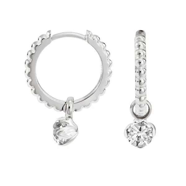 DOWER & HALL Charm Dotty Hoop Earrings - Silver