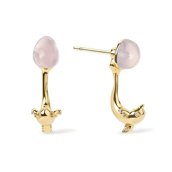 FREQNC ATELIER Dolphin Rose Quartz Ear Jacket Earrings - Pink