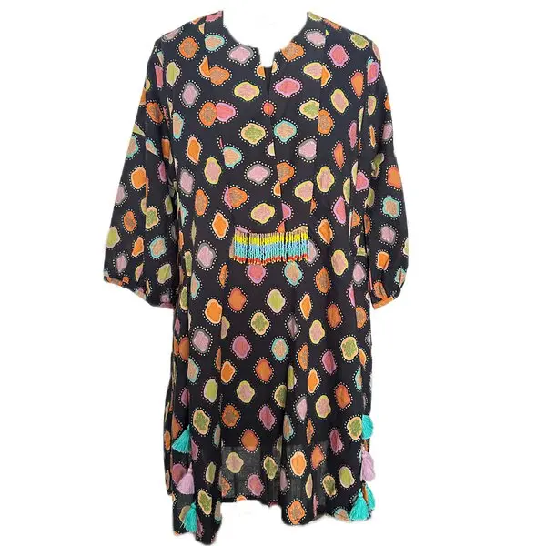 SR BY SONALI RAMAN Tara Short Kaftan-style Mini Dress - Black