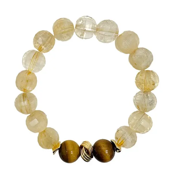 FARRA Citrine And Tiger-eye Bead Bracelet - Yellow