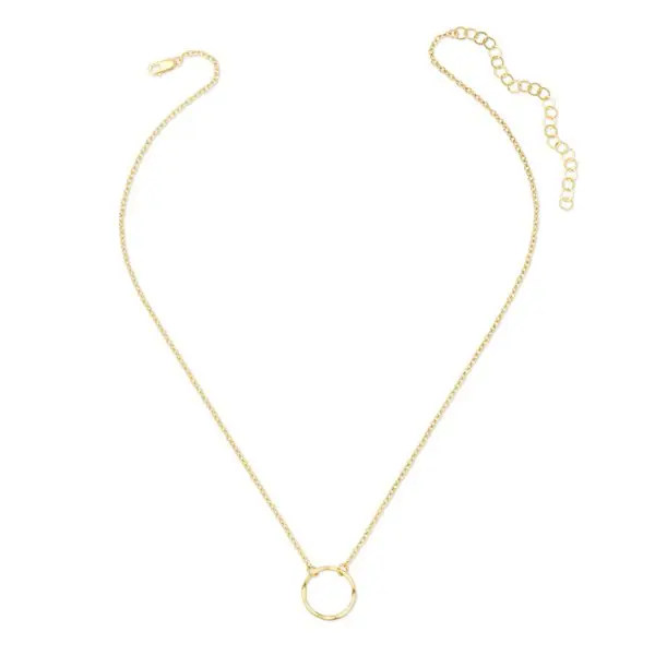 HEATHER HAWKINS Hammered Circle Chain Necklace - Gold
