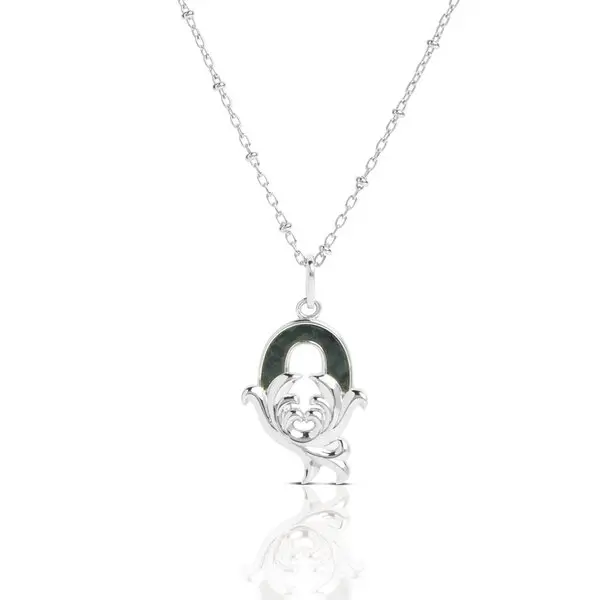 KASUN LONDON Solid Q Initial Necklace With Green Marble - Silver