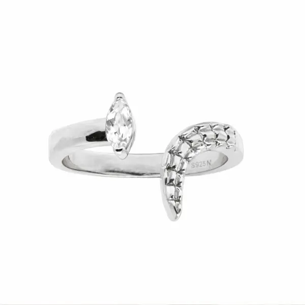 NASI SILVER Croctail Marquise Ring - White