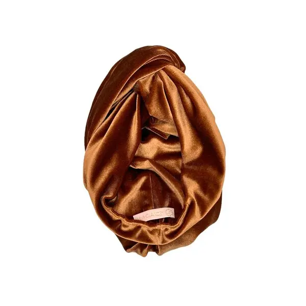 JULIA CLANCEY Classic Madam Velour Turban - Brown