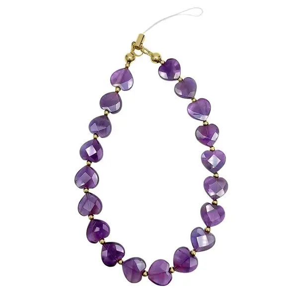 FARRA Heart Shaped Amethyst Phone Strap - Purple